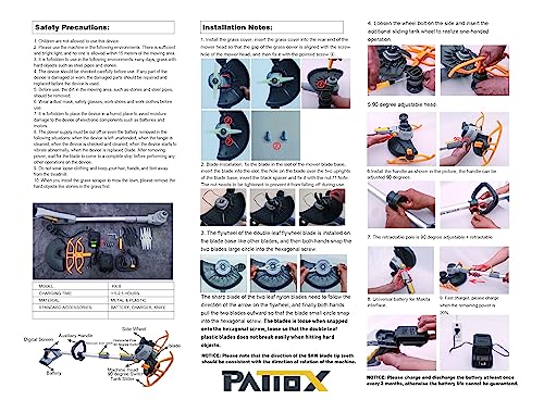PATIOX Weed Wacker Cordless, Electric Weed Trimmer Rechargeable 3 in 1, One 2.5 Ah Battery Powered Weed Whacker Cordless 20V Grass Edger Trimmer with Blade and Charger (One Battery)