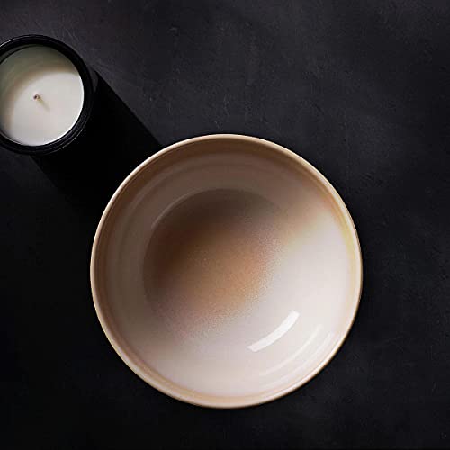 Corelle Stoneware 4-Pc Bowl Set, Handcrafted Artisanal Double Bead Bowls, Reactive Glaze Stoneware, 21-Oz Bowl Set, Oatmeal