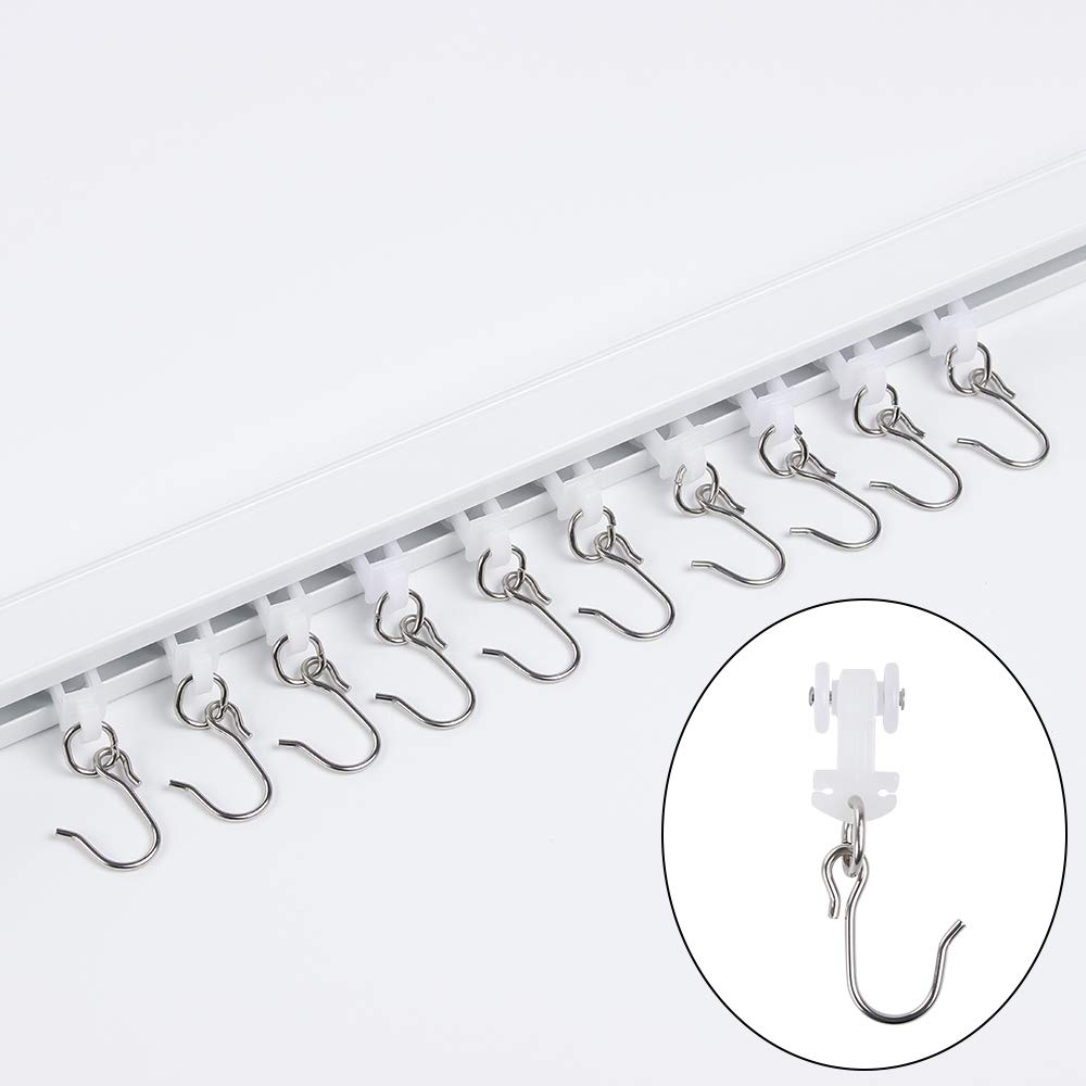 SOLOKOS Curtain Track Glider Roller Hooks for Room Divider Ceiling Track Set（10-Pack Roller Hooks