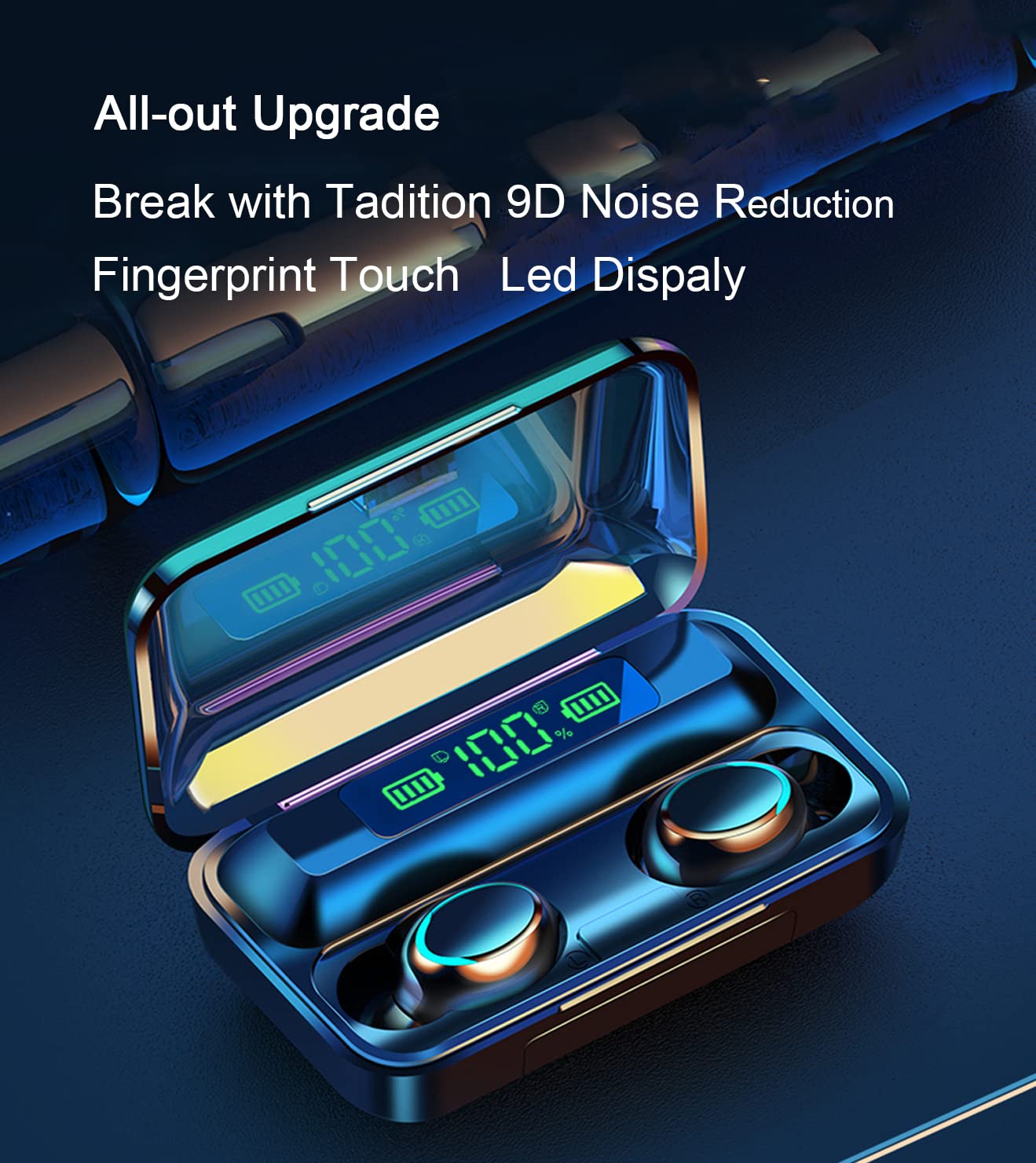 CZRXLLGD New Wireless Earbuds Bluetooth 5.0 Headset, IPX7 Waterproof, LED Battery Display auriculares,140 Hours Play time with Charging Box, 3D Stereo Audio Full Touch Screen Headset with Microphone