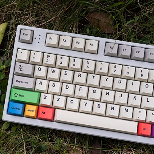 PBT Grey White Keycaps Set Cherry Profile 141 Keys Custom Dye-Sub Keyboard Keycaps for 60% 65% 70% 100% Cherry Gateron MX Switches Mechanical Keyboards