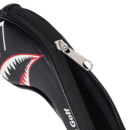Craftsman Golf 10pcs/Set Shark Golf Club Iron Head Covers Headcover with No. on Both Sides Suitable for Right and Left Handed Golfer Zipper Closure (Iron Headcover)