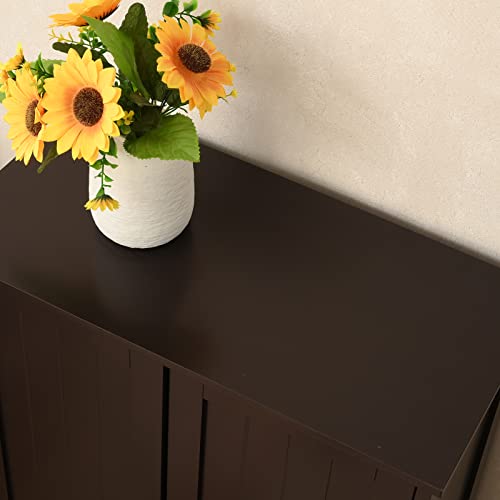 Iwell Bathroom Storage Cabinet, Modern Floor Cabinet with Adjustable Shelves & Double Doors, Freestanding Organizer Cabinet for Living Room, Bathroom, Bedroom, Espresso