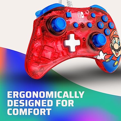 PDP Rock Candy Enhanced Wired Power Nintendo Switch Pro Controller, Official Licensed Nintendo Switch Mario Accessories/Switch Lite/OLED Compatible, Compact Durable for Travel, Ergonomic Non-Slip Joystick