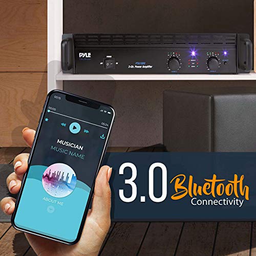 Pyle Professional Audio Bluetooth Power Amplifier - 2-Channel Rack Mount Bridgeable, LED Indicators, Shockproof Binding Posts, Cooling Fans 1000 Watt - Pyle Pro PTA1000.5