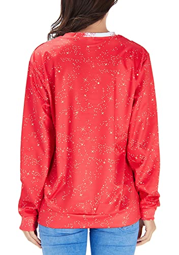 RAISEVERN Womens Ugly Christmas Sweater Funny Sex Design Fake 2 Pieces Pullover Sweatshirt Red 2,XXL