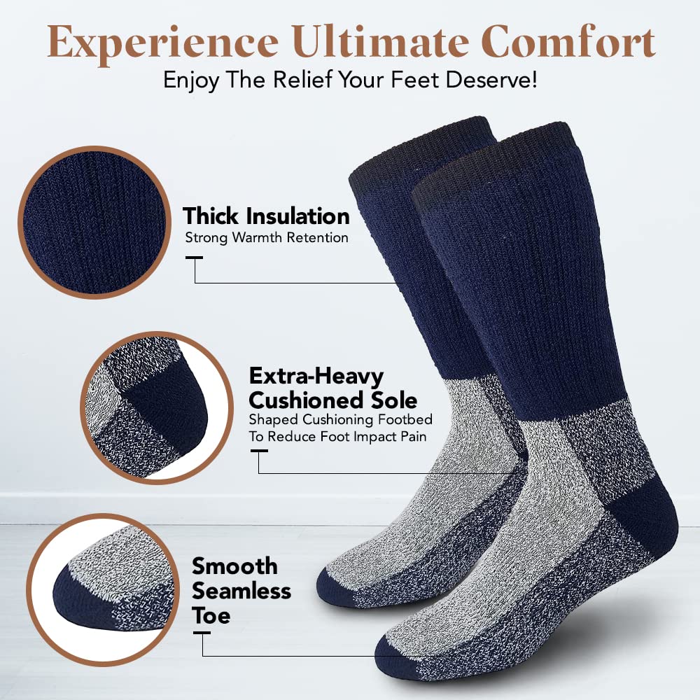 Debra Weitzner Thermal Socks Merino Wool For Men and Women - Extra-Warm Winter Cold Weather Boot Socks (3 Pairs)