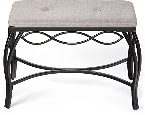 Mango Steam Heather Gray Shoe Bench - Vanity Seat for Makeup Room, Dressing Stool, Entryway Bench - Powder Coated, Upholstered, Space Saving