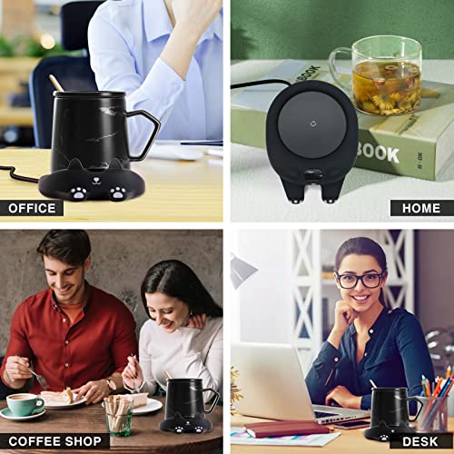 DUHEL Coffee Mug Warmer, Coffee Warmer for Desk with 3 Temp Settings, Cup Warmer for Desk Auto Shut Off, Cute Mug Warmer for Desk(Black)