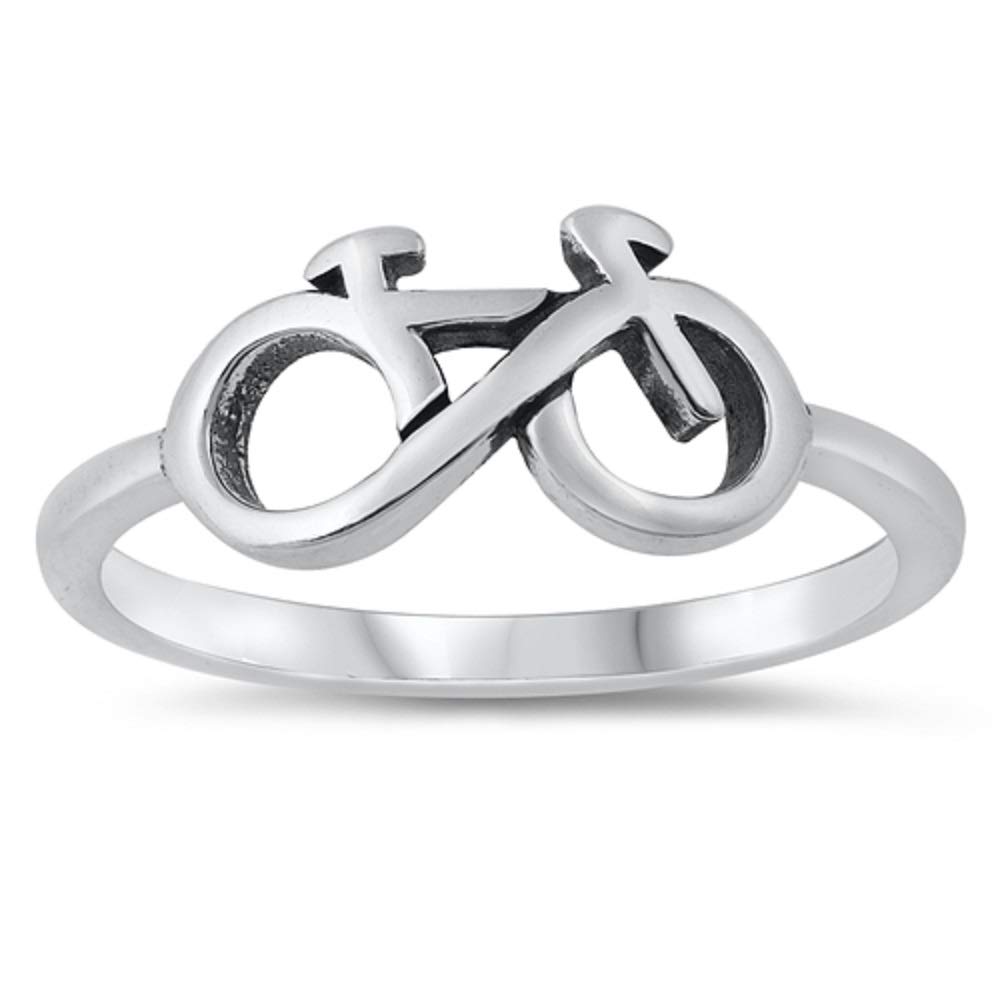 CloseoutWarehouse 925 Sterling Silver Bicycle Ring Size 8