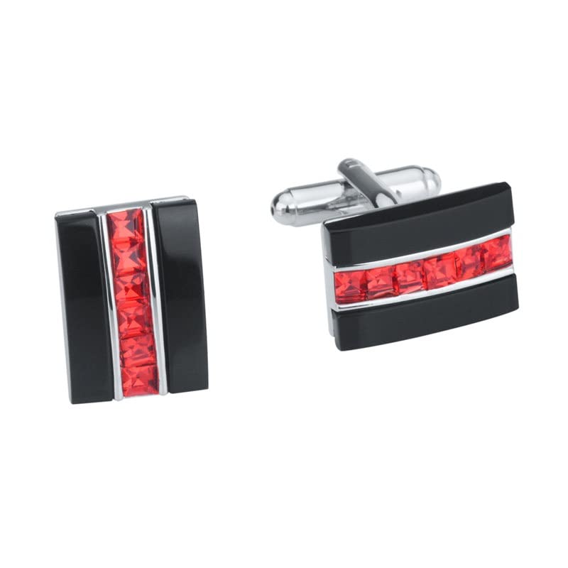 GPPZM Shirt Cufflinks for Mens Cuff Buttons Black Onyx Red Crystals Cuff Links Wedding Party Cufflink (Color : A, Size : One Size)