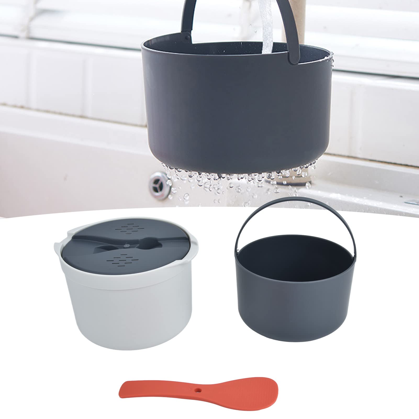 Microwave Rice Cooker Steamer Microwave Pasta Cooker 2L Microwave Rice Maker Set for Pasta, Potato, Vegetables, Quinoa, Oatmeal, Ramen, Dishwasher Microwave Cookware (Orange)