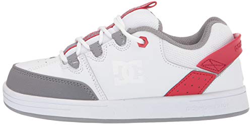 DC boys Syntax Skate Shoe, White/Grey/Red, 12 Little Kid US