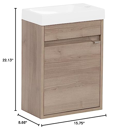 Spring Mill Cabinets Kambree Bathroom Vanity with Sink, 15.75 in. W x 8.66 in. D x 22.13 in. H, Forest Elm