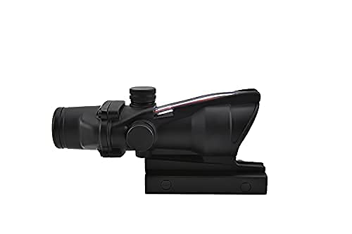 E-Tactical 4x32 Black Scope Red Chevron Glass Fiber Scope Glass Etched Reticle Real Fiber Optics Optical Scope