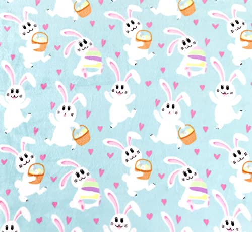 Home Decor Bunny Velvet Fleece Throw Blanket: Colorful Bunnies on The Egg Hunt Fun, Spring Summer (Easter Bunny)