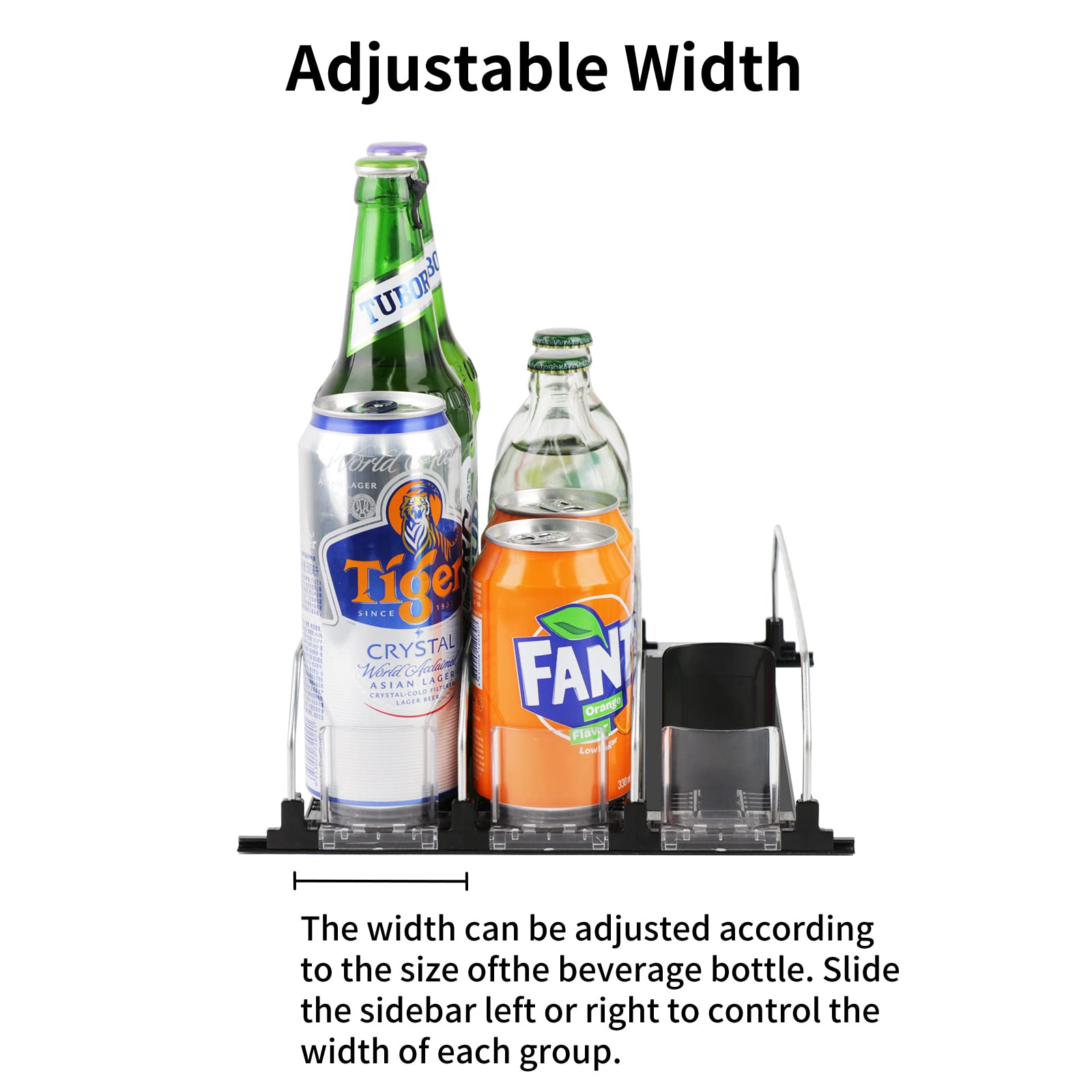 FanFolou Soda Can Organizer for Refrigerator - Self Pushing Drink Organizer for Fridge, Width Adjustable, Drink Dispenser for Fridge, Pantry, Kitchen(3 Row,12.2 Inch)