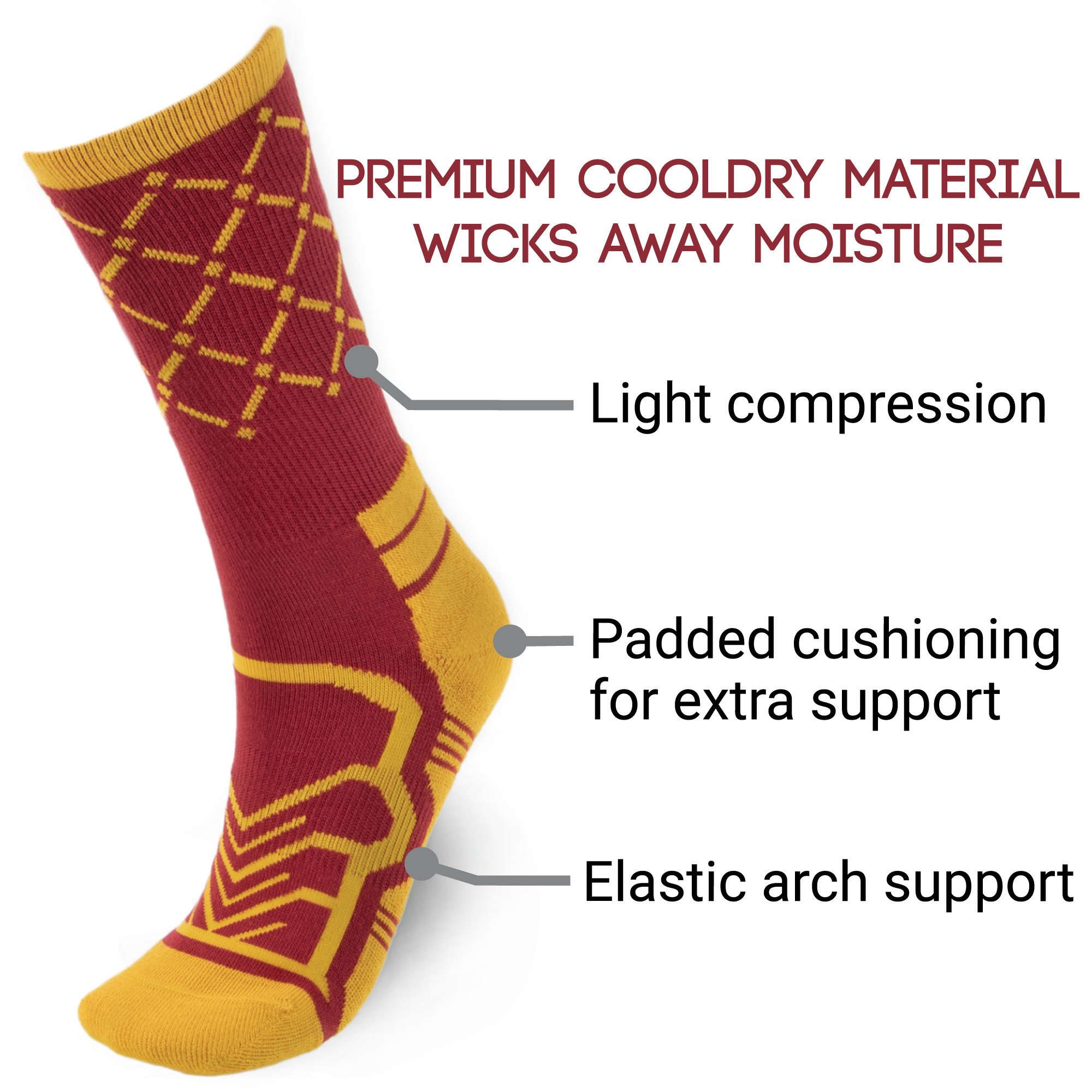 Crown Sporting Goods Basketball Net Socks - Anax Advantage: Cooldry Light Compression Crew Basketball Socks (White & Black, Medium)