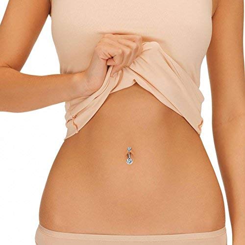 CrazyPiercing 10PCS 316L Surgical Grade Steel Rhinestone Belly Button Navel Ring Bar 23x8mm