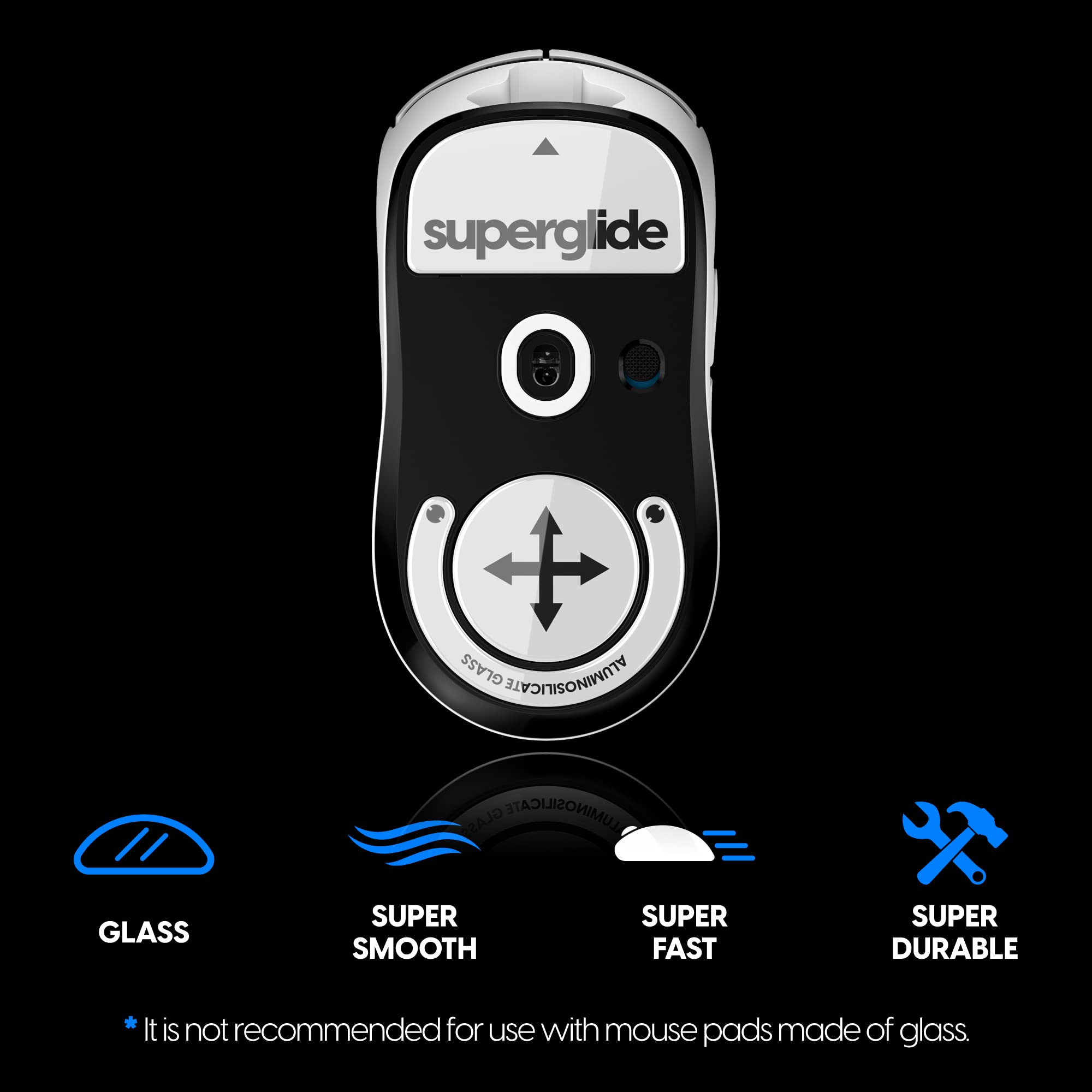 Superglide - Super Smooth Polished Surface Mouse Feet/Skates Made with Ultra Strong Flawless Glass Super Fast Smooth and Durable Sole for Logitech G Pro X Superlight1 [White]