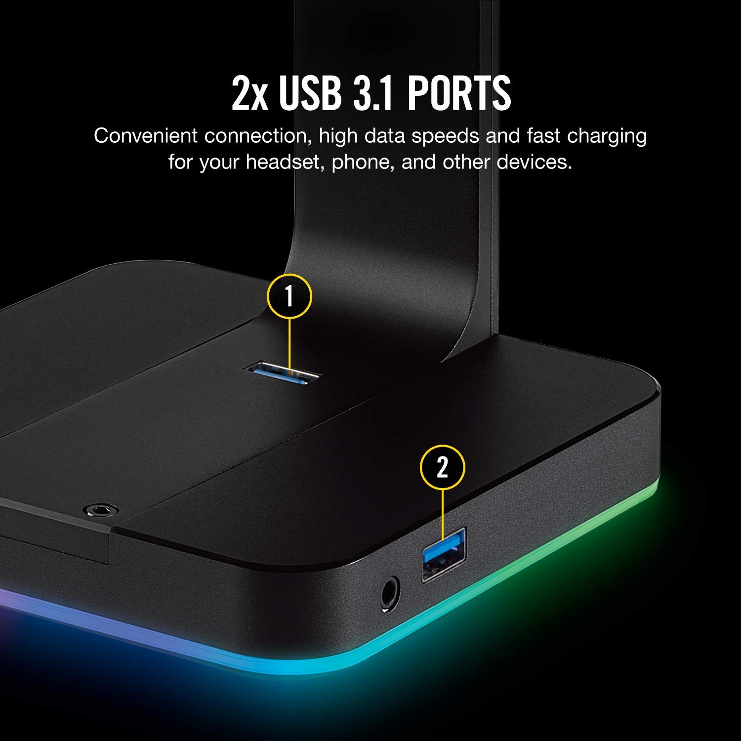 Corsair Gaming ST100 RGB Premium Headset Stand with 7.1 Surround Sound (Renewed)