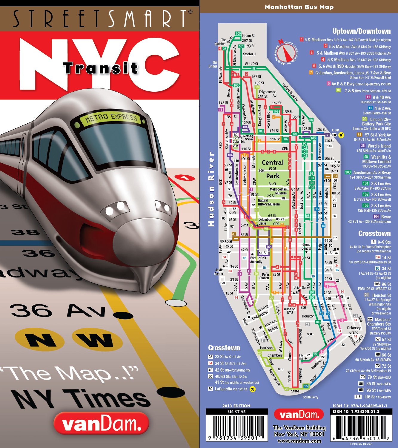 StreetSmart NYC Transit Map by VanDam-Laminated pocket size Transit map w/ subway, bus, ferry and train lines plus attractions in the Five Boros of ... Staten Island, 2024 Edition Map – Folded Map