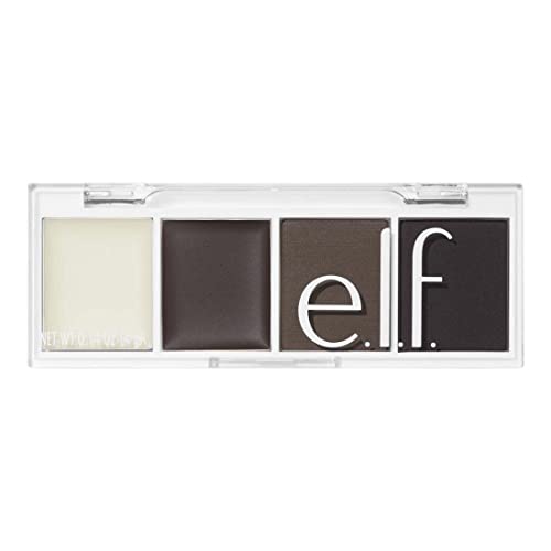 e.l.f. Bite-Size Brow, Mini Brow Quad with Ultra-Pigmented Waxes & Powders, Eyebrow Grooming & Makeup Kit, Black, 0.14 Oz