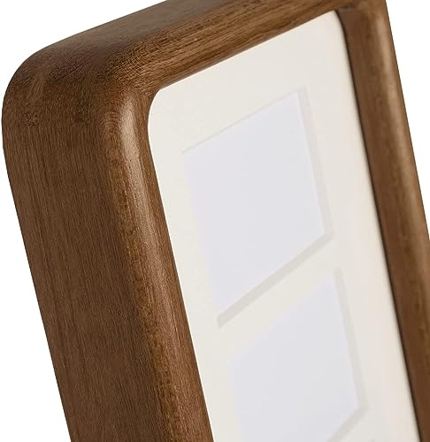 Solid Wood Collage Picture Frame Multi Openings Photo Frame 4x12 / 4x16 Matted to 1.5x2.5 for Wall and Tabletop Display (6 Opening Walnut)