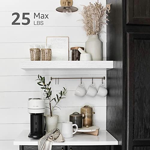 QEEIG White Floating Shelves Bathroom Wall Shelf Over Toilet Bedroom Kitchen Living Room Modern Decor Small 16 inch Set of 2 (008-40W)