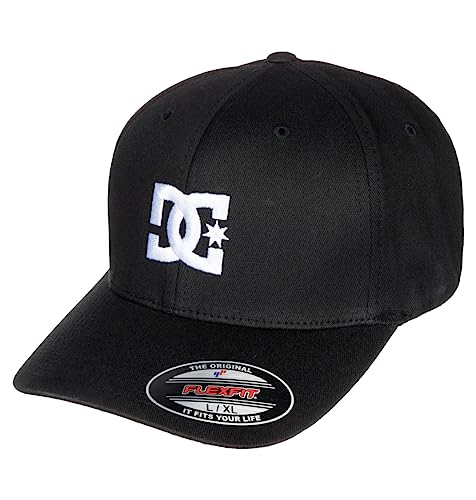 DC mens Star Flexfit Hat Baseball Cap, Black, Small-Medium US