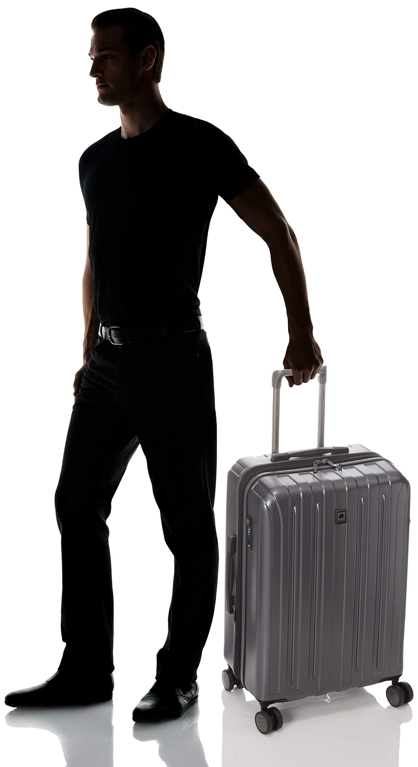 DELSEY Paris Titanium Hardside Expandable Luggage with Spinner Wheels, Graphite, Checked-Medium 25 Inch