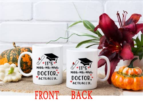 Qsavet Funny Doctor Gift Mug, It's Miss Ms Mrs Dr Actually Mug, Dr Mug, PHD Graduation Mug, Doctorate Degree Mug, Doctor Mug, Phd Mug, Novelty Coffee Mug for Coworker, Friends, Students - 11oz (dr)