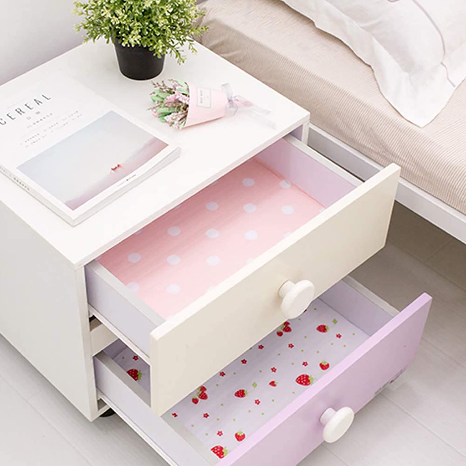 Drawer Liners, Non-Adhesive Shelf Liners for Kitchen Cabinets Waterproof & Oil-Proof Cupboard Liner Plastic Drawer Mats EVA Material Non Adhesive Refrigerator Liner for Shelves