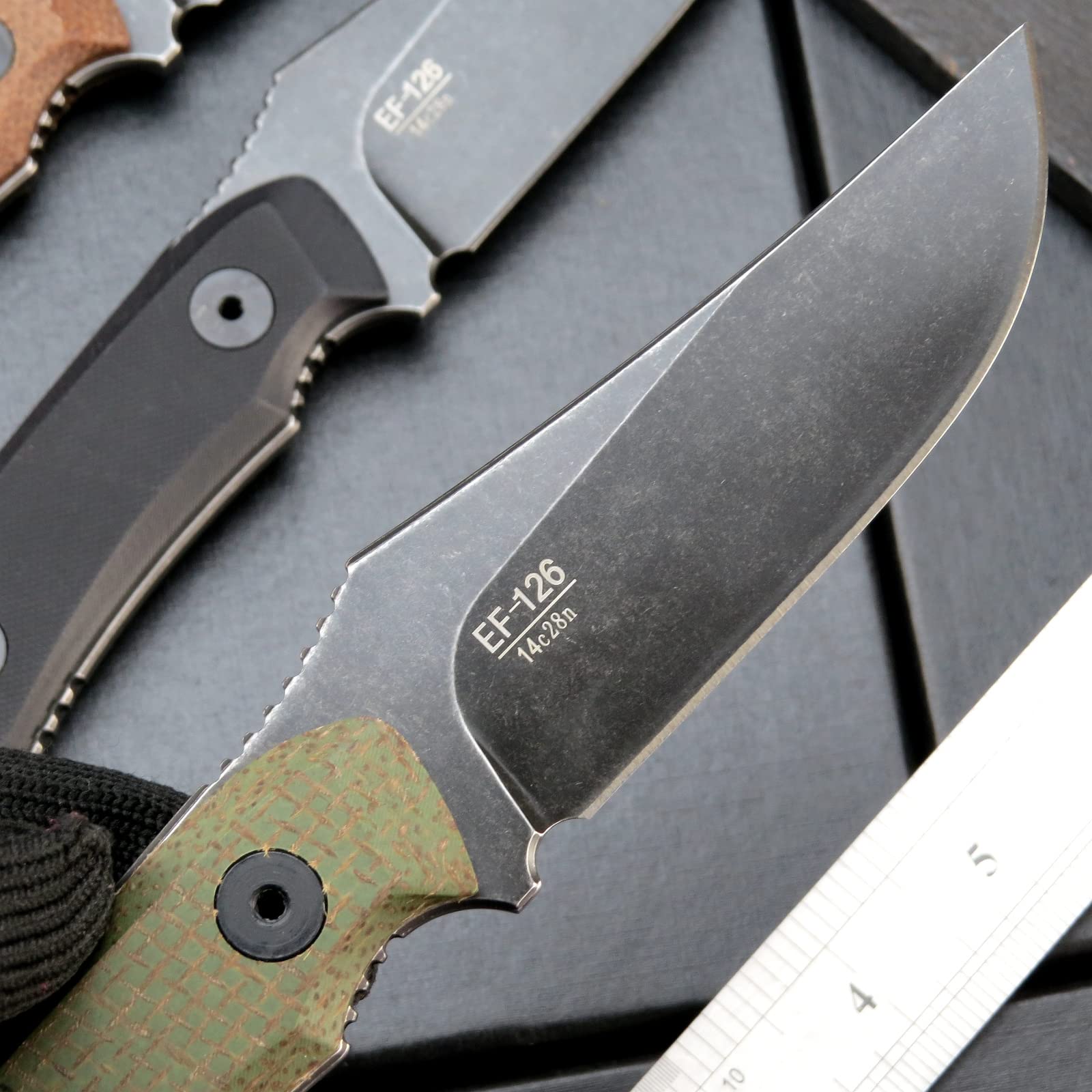 Eafengrow EF126 Fixed Blade Knife 14C28N Steel Blade, Micarta Handle Full Tang Fixed Knife for Outdoor Camping Hunting Survival EDC Tool Knife(Army Green)