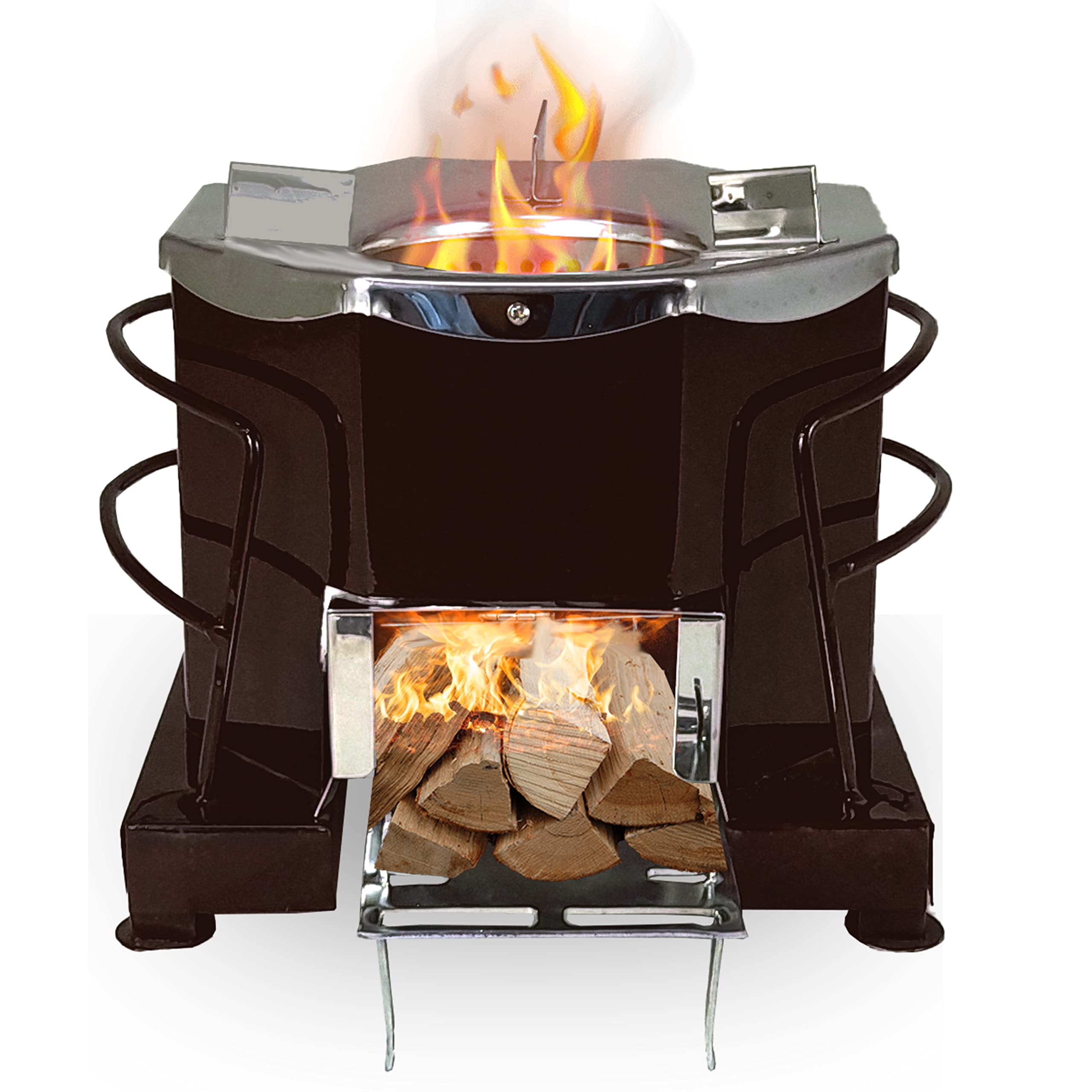 FEBTECH Outdoor Camping Stove, Portable Wood Burning Rocket Stove, Smokeless Biomass Stove for Camping, Backpacking, Outdoor Cooking, Survival
