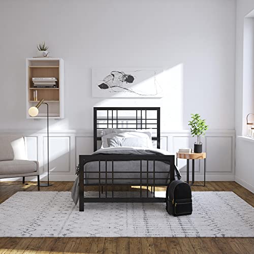 DHP Arcadia Metal, Twin Size Frame, Adjustable Storage, Black Bed