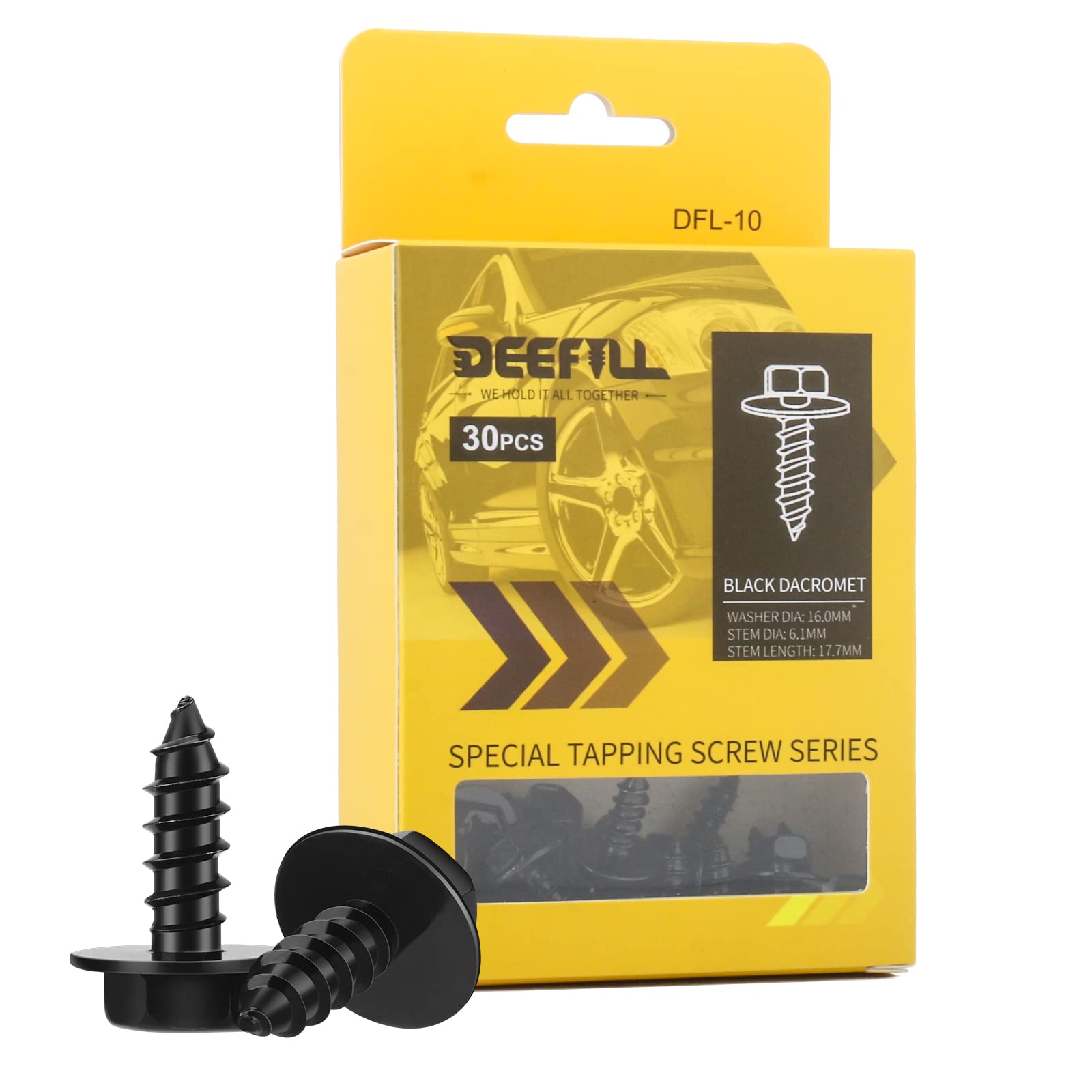 DEEFILL 30pcs 10mm Hex Head Bumper Cover Quarter Splash Shield Rocker Panel Screw Bolt Replace 90159-60498