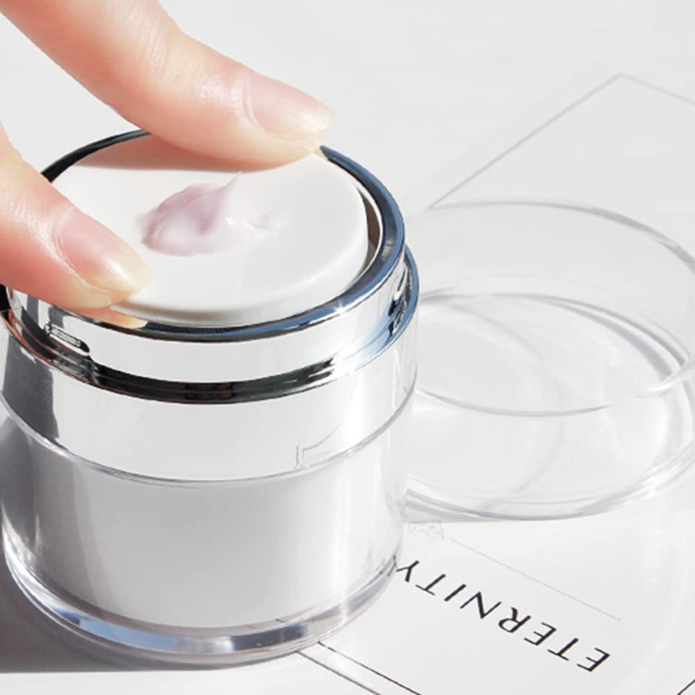 Cream Jar Vacuum Bottle Cosmetics Sub Bottle Travel Portable Press Lotion Bottle Refillable Cosmetic Cream Container Leak-Proof & Airtight (15ML, 2PCS)