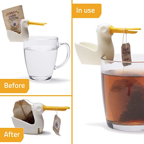 Peleg Design Pelicup: Tea Bag Holder - Fun Pelican-Shaped Tea Bag Holder for Cup w/Tea Bag Rest, Silicone Holder for Tea Bags, Mug Tea Bag Holder, 2.3x4.3x1.2 in, Cute Tea Accessories for Tea Lovers