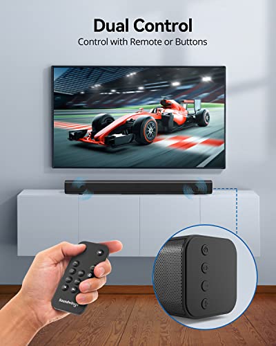 Sound Bar, SOUNDWINGS 26-Inch Soundbar for TV, 3D Surround Sound Audio System, Bluetooth 5.1/USB Connectivity, Button/Remote Control, for 4K & HD TV, 3 Equalizer Mode for Home Theater/Gaming/Projector