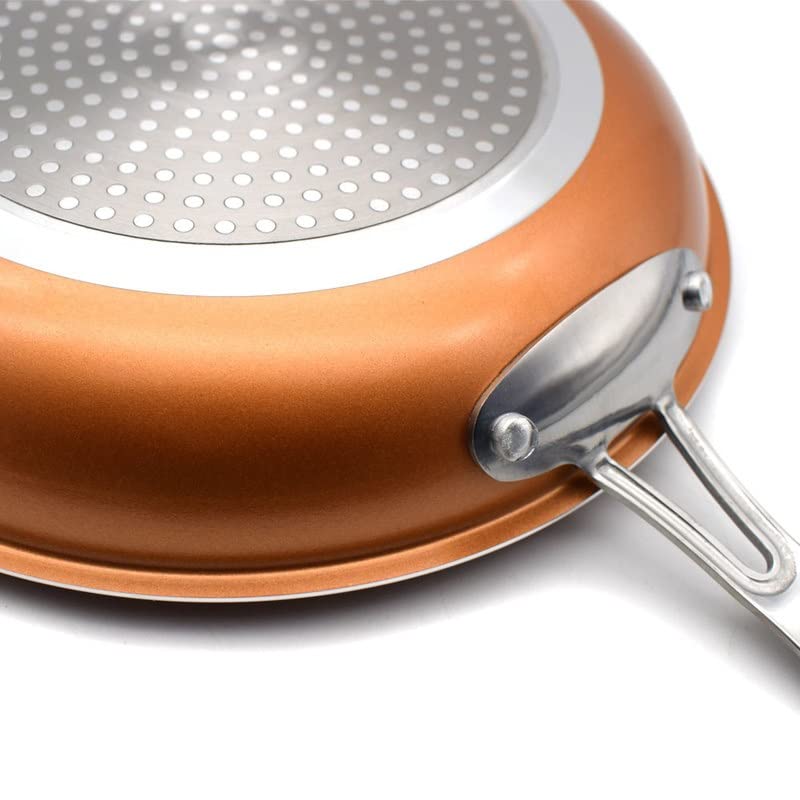 DHTDVD Non-Stick Skillet Copper Frying Pan with Ceramic Coating Induction Cooking Frying Pan Oven Dishwasher Saucepan (Color : D, Size : 12in)