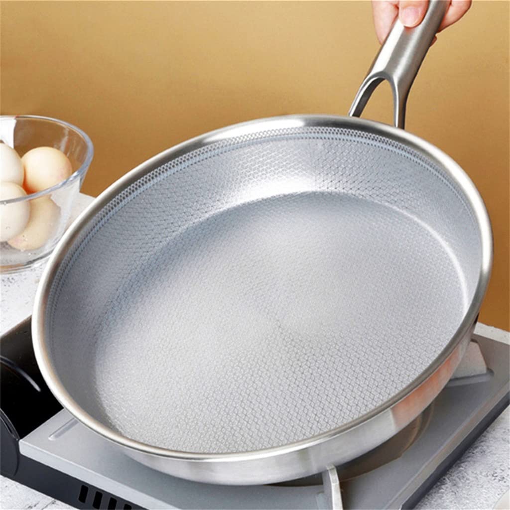 DHTDVD Nonstick Frying Pan 316 Stainless Steel Pan Kitchen Fried Steak Pot Wok Electromagnetic Furnace General