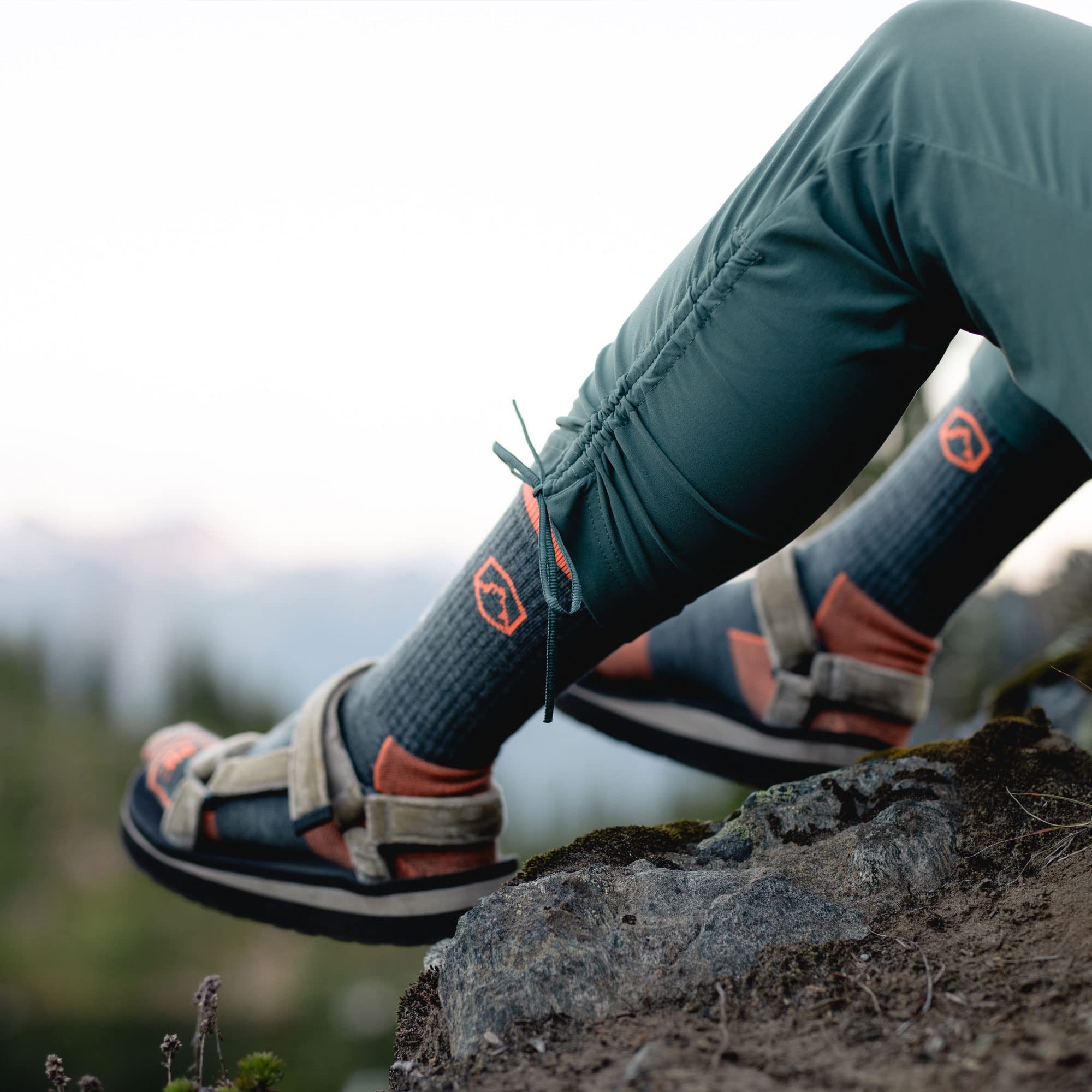 CloudLine Merino Wool Ultralight Crew Hiking Socks - Seamless Toe, Moisture Wicking, & Breathable Blister Prevention - Large PNW Green