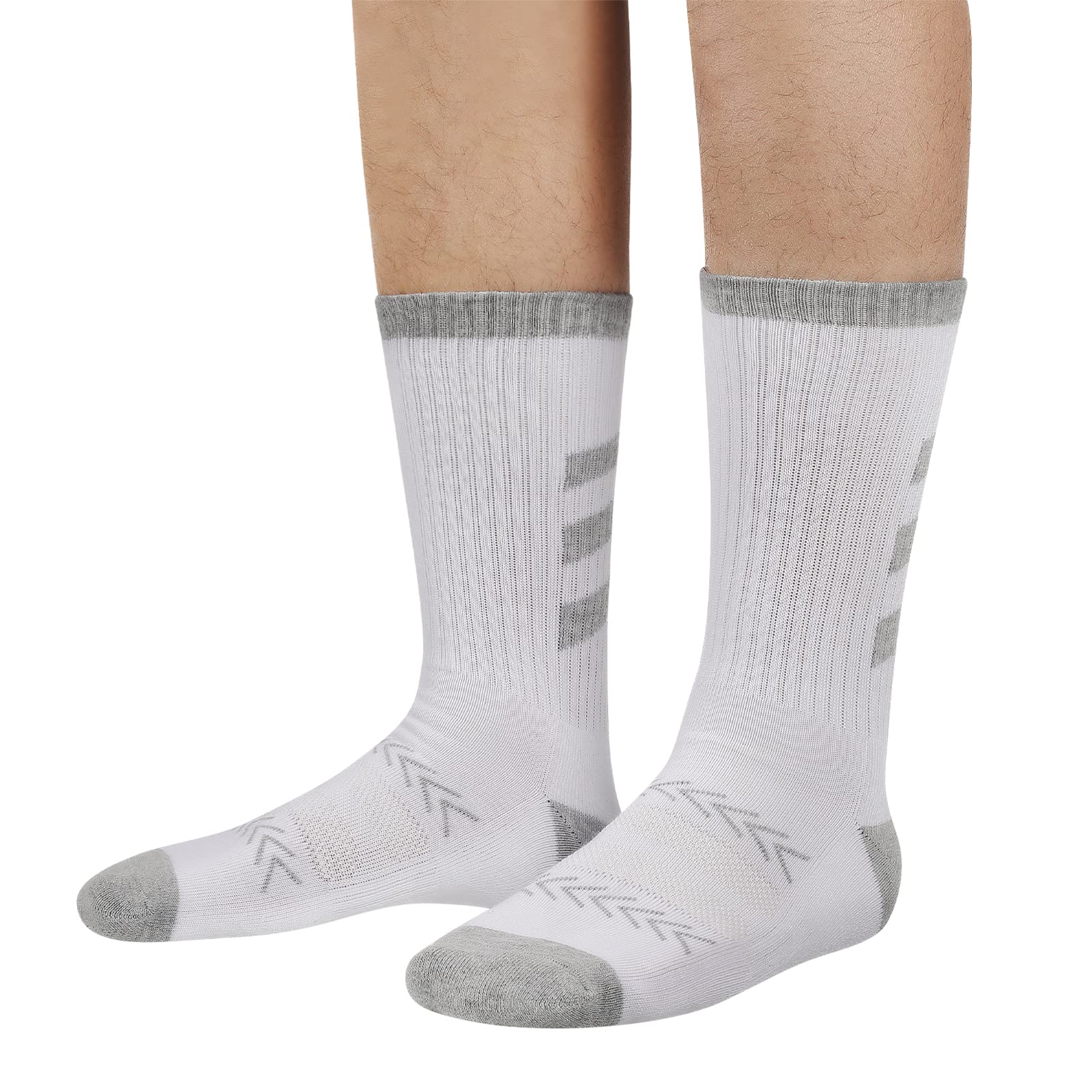 eallco Mens Crew Socks Athletic Calf Socks Work Running Long Sock With Cushioned Sole 6 Pairs