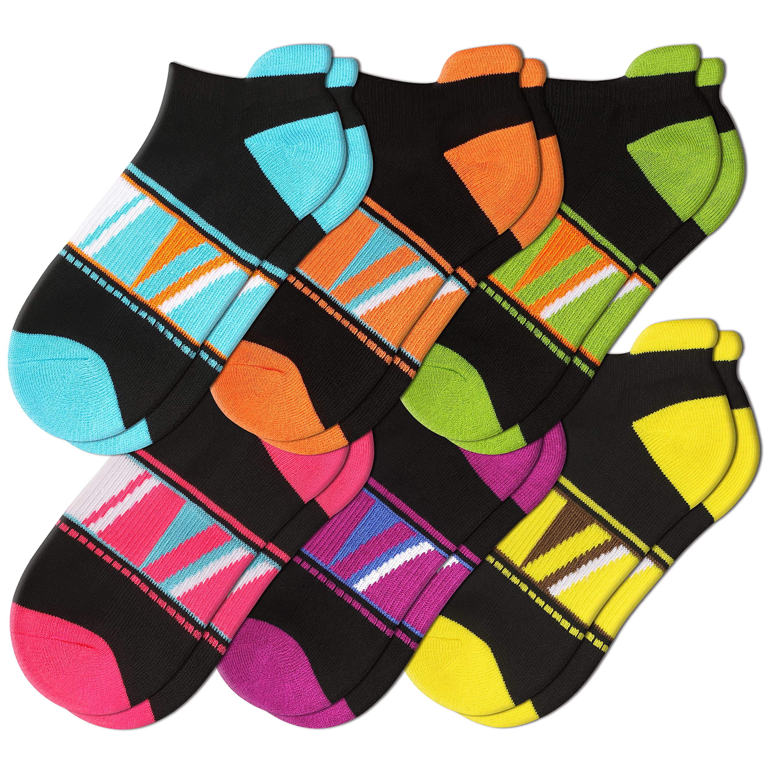 eallco Womens Ankle Socks Athletic Running Cushioned Short Socks Size 9-11 For Women 6 Pairs