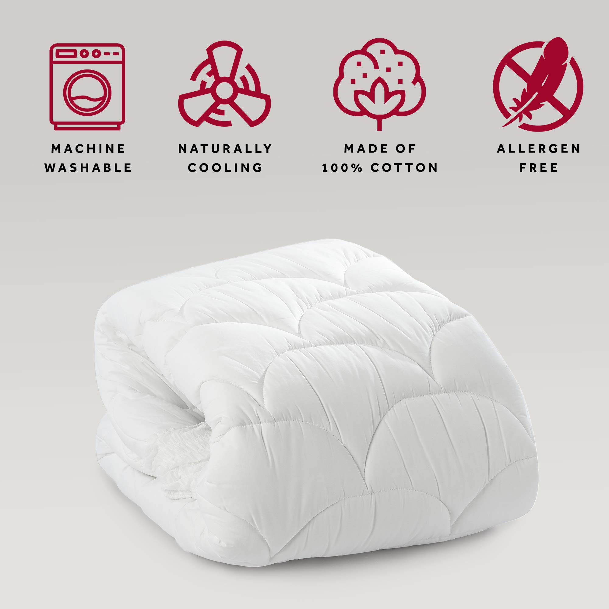 Marriott Mattress Topper - Plush, Quilted Mattress Pad with Hypoallergenic Fill - Fits Mattresses Up to 15" - Queen