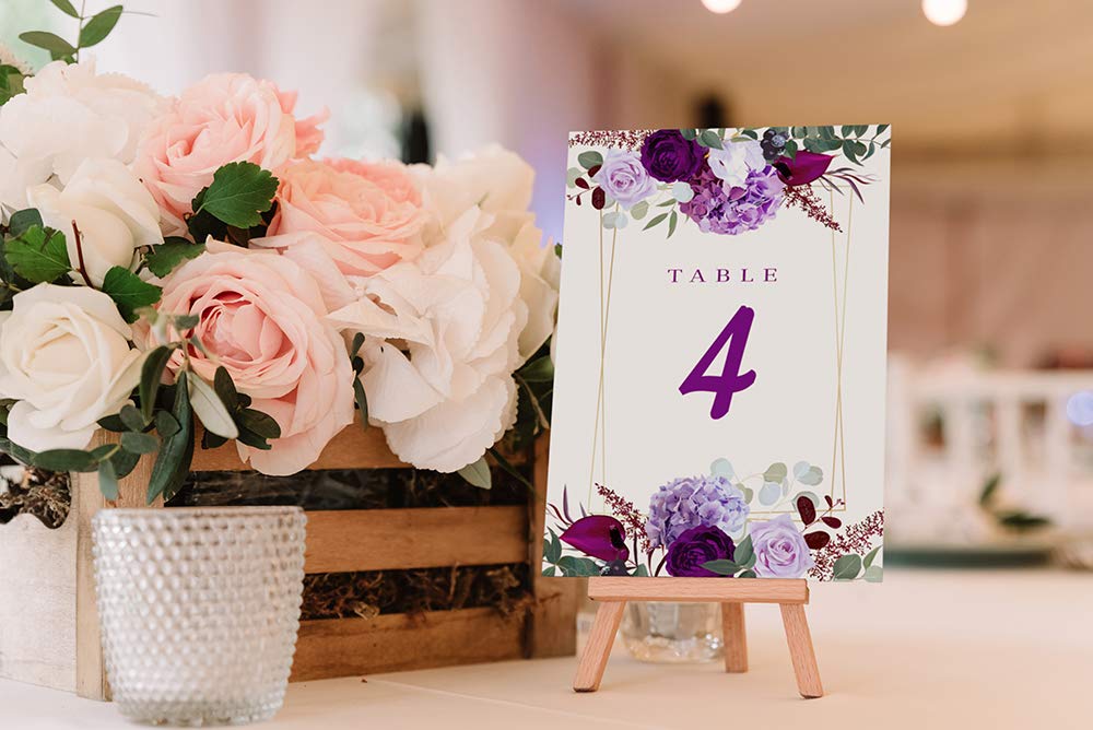 SLS Vision Table Number Cards for Wedding or Other Events. 4x6 Inches, Double-Sided, Numbers 1-25 Plus Head Table Card, Made in USA. Purple Bliss.