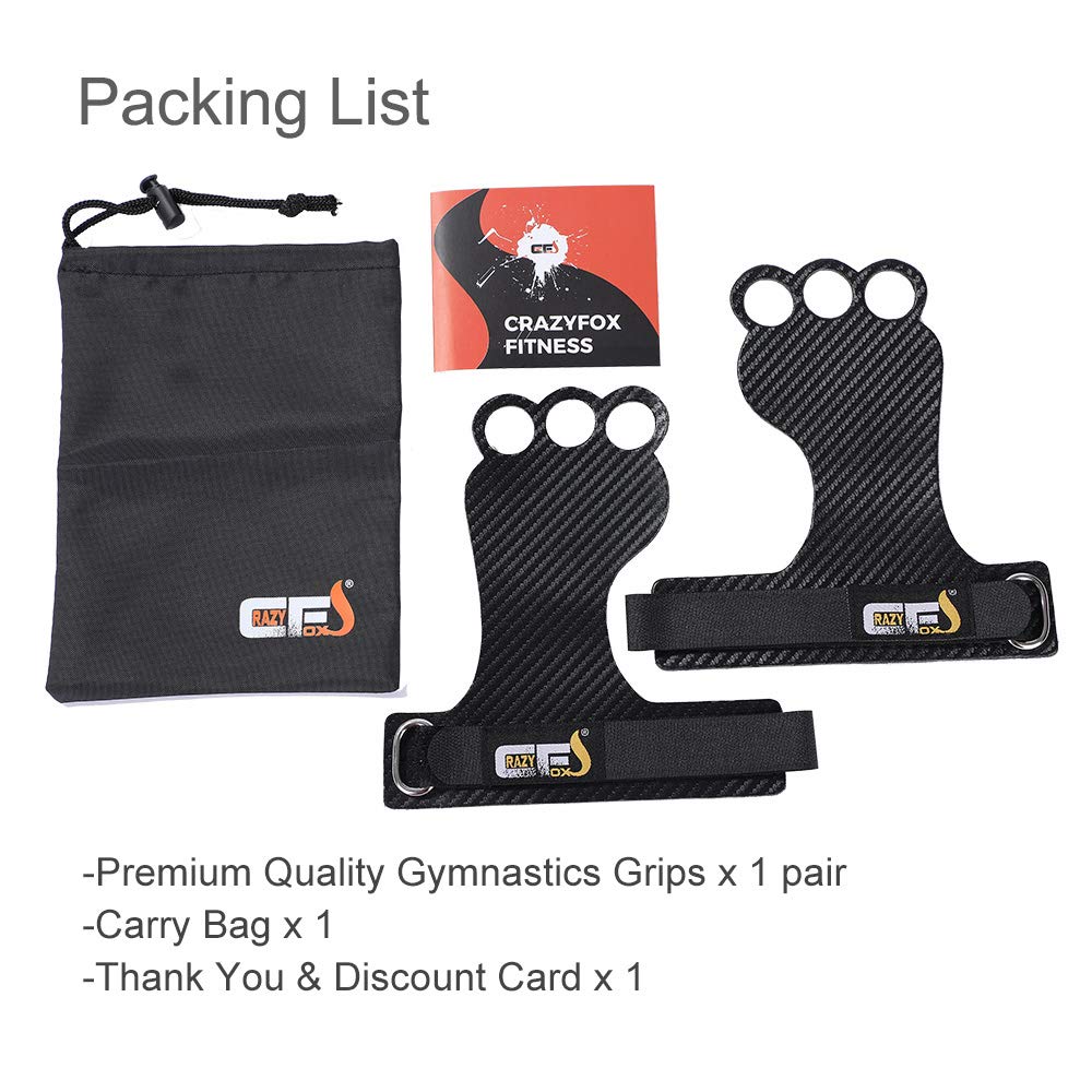 CRAZY FOXS Gymnastics Grips for Hand Protection Perfect for Crossfit Pull-ups Kettlebell Gymnastic Rings New Ergonomic Design (Small)