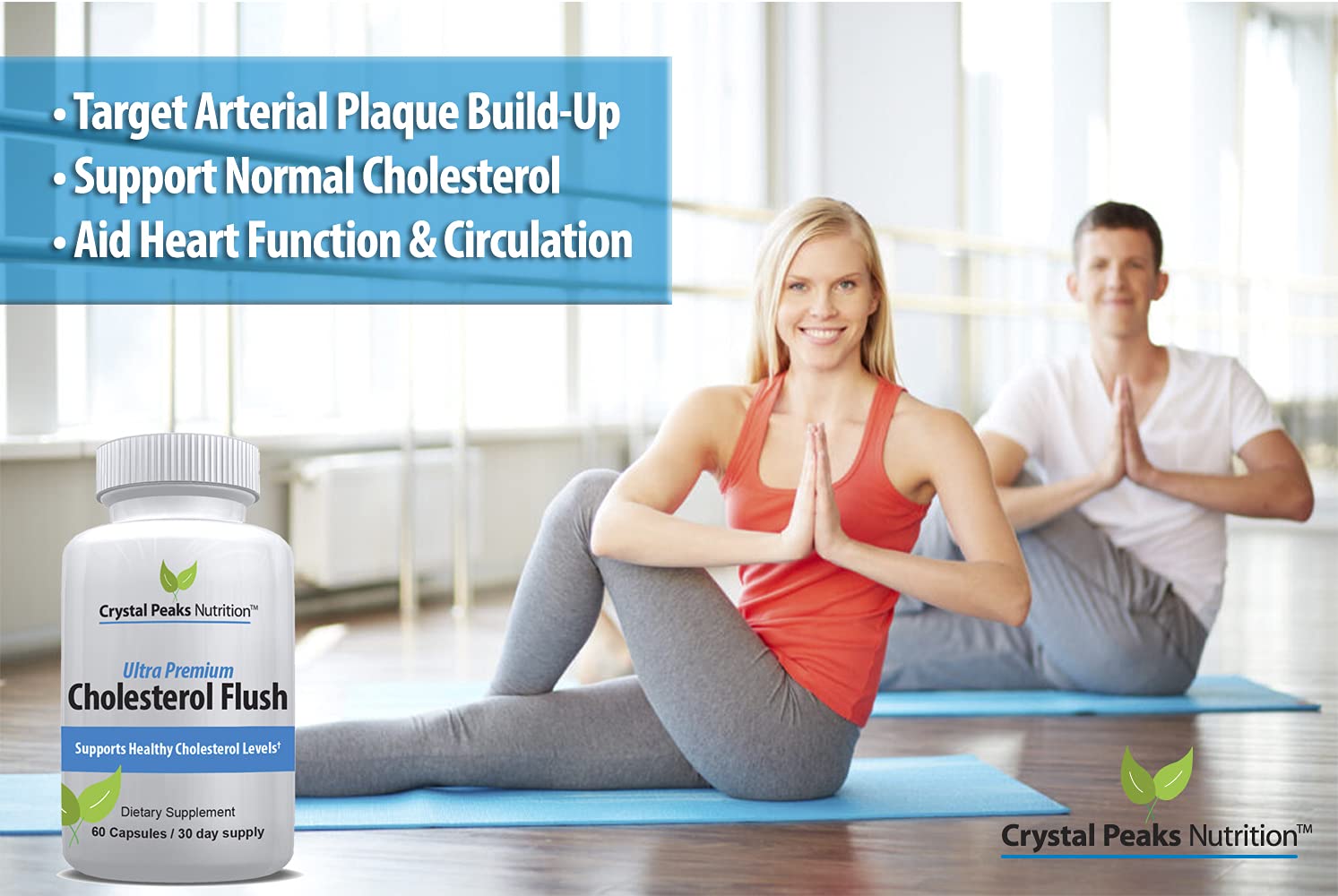 CRYSTAL PEAKS NUTRITION Cholesterol Supplement - All-Natural Ingredients to Support Normal HDL and LDL Colesterol Levels. Supports Optimal Circulation. 60 Capsules