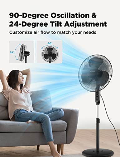 PELONIS 16'' Pedestal Remote Control, Oscillating Stand Up Fan 7-Hour Timer, 3-Speed and Adjustable Height, PFS40A4BBB, Supreme 16"-Black & 30 Inch Oscillating Tower Fan